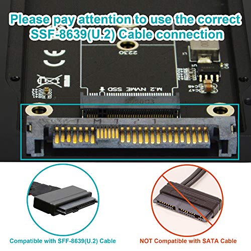 ADWITS 1 Pack U.2 to NVMe SSD Enclosure, U.2 (SFF-8639) to M.2 Key-M 2.5 Inch 7mm SSD Converter Caddy, Compatible with PCIe 3.0 4.0 NVMe & AHCI SSD - Black