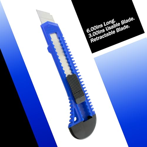 24 Box Cutter Utility Knife Tool with Retractable Snap off Razor Blade 6 Blue 6 Yellow 6 Red 6 Green