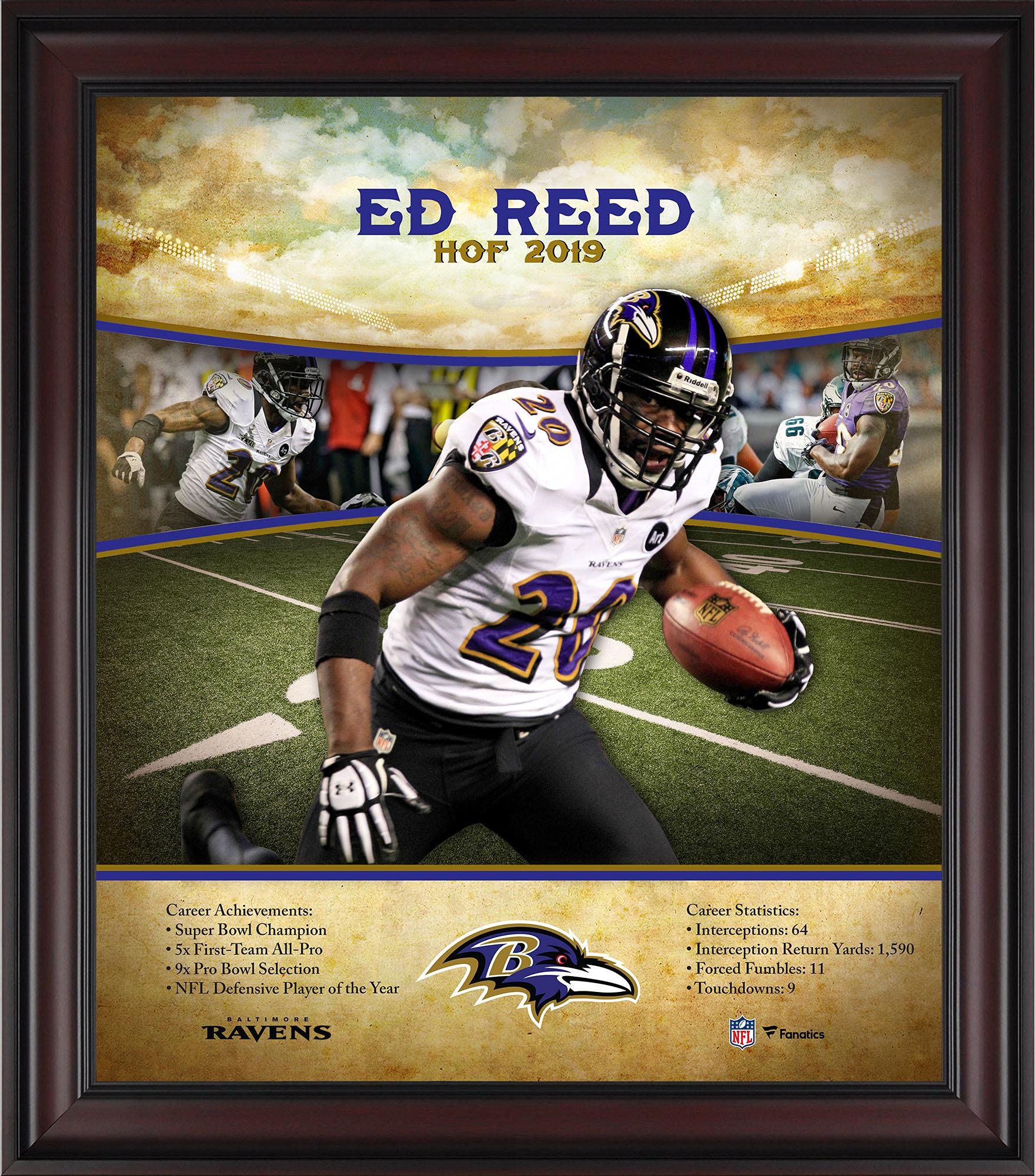 Ed Reed Baltimore Ravens Framed 15" x 17" Hall of Fame Career Profile - NFL Player Plaques and Collages