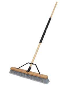 harper 20201043 24 in. indoor smooth-surface push broom with flagged bristles, sand, saw dust, wood shavings and pet hair