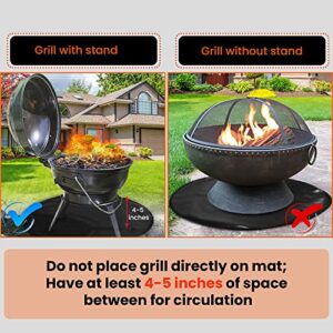 Fire Pit Mat- Double Sided Fireproof Mat for Under Fire Pit, Anti-Oil Stain Grill mats for Outdoor Grill, Weather Resistant Grill Deck Mat, 48" Round