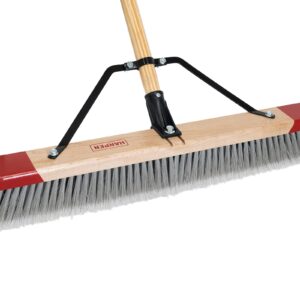 Harper 20201014 24 in. Premium Indoor Smooth-Surface Push Broom with Flagged Bristles, Gray