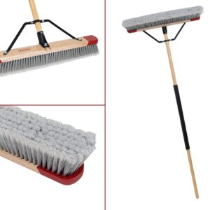 Harper 20201014 24 in. Premium Indoor Smooth-Surface Push Broom with Flagged Bristles, Gray