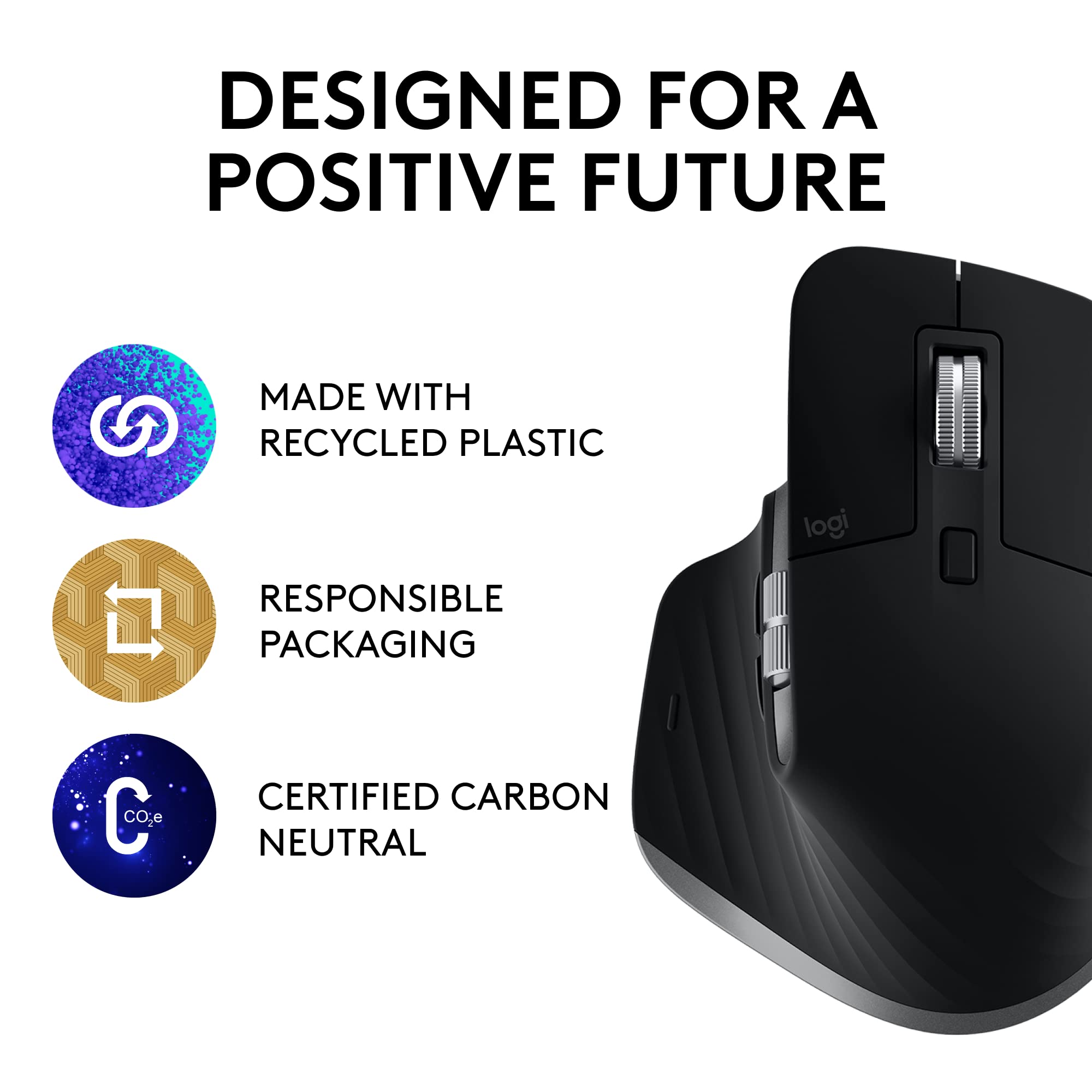 Logitech MX Master 3S for Mac Wireless Bluetooth Mouse, Ultra-Fast Scrolling, Ergo, 8K DPI, Quiet Clicks, Track on Glass, USB-C, Apple, iPad - Space Grey - With Free Adobe Creative Cloud Subscription