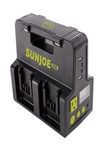 sun joe 24v-300wi 24-volt ion+ cordless hot-swap powered inverter generator power station w/ac adapter, 2.7-amp ac receptacle, 2x usb type a &c, 3 watt led spotlight