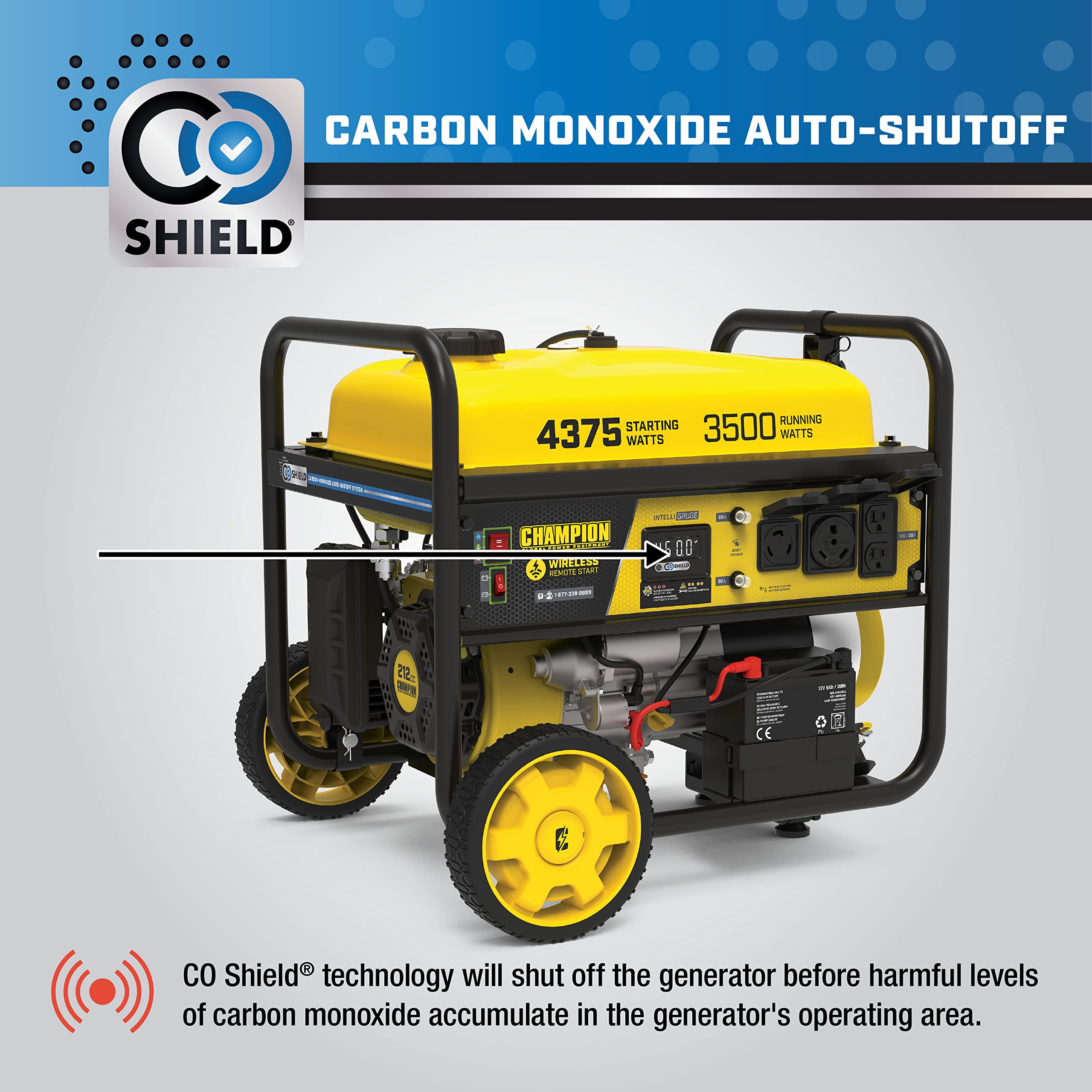 Champion Power Equipment 201181 4375/3500-Watt Remote Start Portable Generator, CO Shield