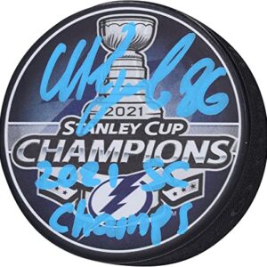 Nikita Kucherov Tampa Bay Lightning Autographed 2021 Stanley Cup Champions Logo Hockey Puck with "2021 SC Champs" Inscription - Autographed NHL Pucks