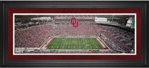 oklahoma sooners framed 10" x 30" gaylord family oklahoma memorial stadium panoramic photograph - college team plaques and collages