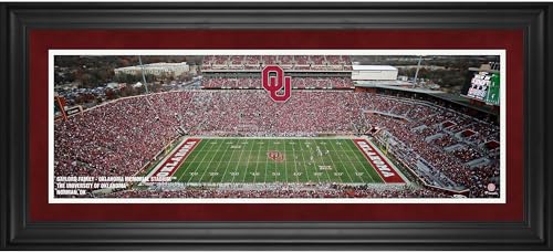 Oklahoma Sooners Framed 10" x 30" Gaylord Family Oklahoma Memorial Stadium Panoramic Photograph - College Team Plaques and Collages