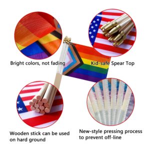 TSMD Progress Rainbow Gay Pride Stick Flag Small Mini Hand Held LGBT Flags,5x8 Inch,12 Pack