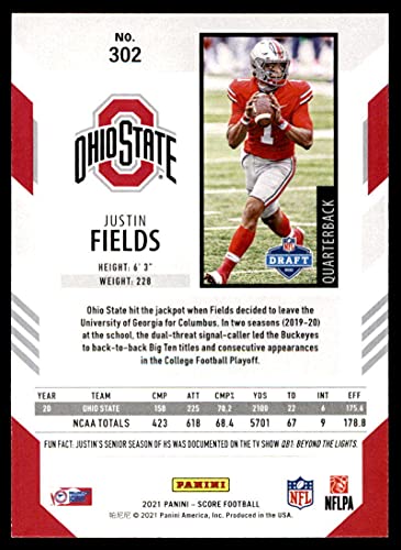 2021 Score #302 Justin Fields RC Rookie Ohio State Buckeyes NFL Football Trading Card