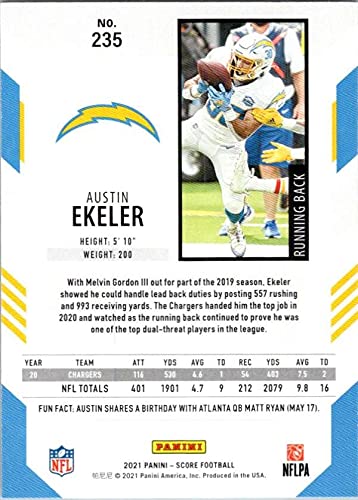 2021 Score #235 Austin Ekeler Los Angeles Chargers NFL Football Trading Card