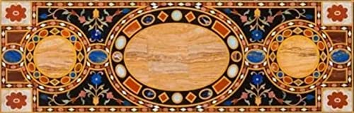 Pietra Dura Black Marble Inlay Rectangular 48" x 30" Inch Coffee Table Top, Stone Inlaid Top for Wall Decor, Breakfast Table Top, Living Room Furniture, Piece Of Conversation, Family HeirLoom