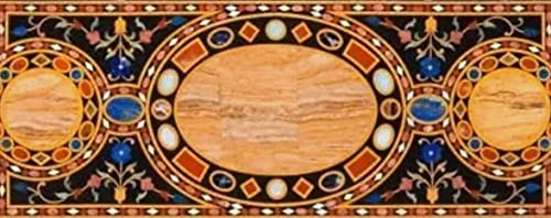 Pietra Dura Black Marble Inlay Rectangular 48" x 30" Inch Coffee Table Top, Stone Inlaid Top for Wall Decor, Breakfast Table Top, Living Room Furniture, Piece Of Conversation, Family HeirLoom