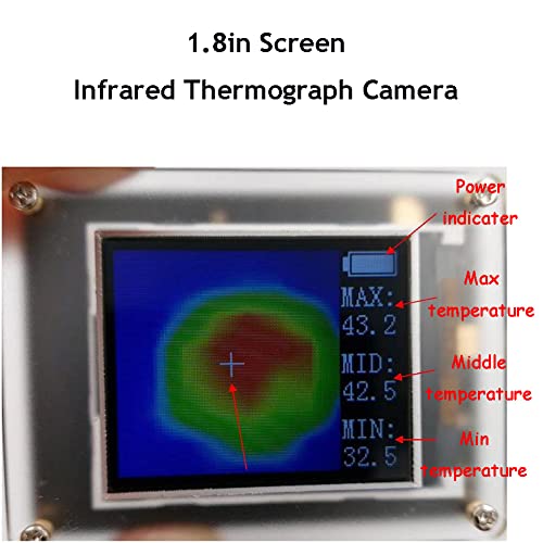 Thermal Imaging Camera, 1.8in TFT Screen Pocket Thermal Imager, 10HZ Refresh Rate 160x120 IR Resolution Handheld Infrared Camera Thermal Imaging, AMG8833‑C Infrared Sensor, Rechargeable