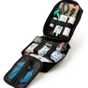 Scherber Premium IFAK Kit Trauma Pack | HSA/FSA Approved | Fully Stocked MOLLE Pouch w/CAT Tourniquet, HyFin Chest Seal, & Israeli Bandage | Trauma Kit for Gunshot, Bleeding, Major Wound Care (Black)