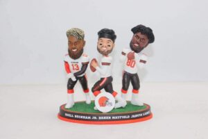 odell beckham jr., baker mayfield, jarvis landry cleveland browns exclusive triple special edition bobblehead nfl