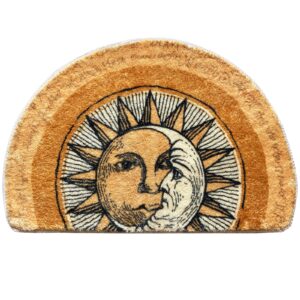 werghj half round door mat,semi circle bathroom floor rug,tarot sun moon rug,non-slip welcome entrance way rug,absorbent bath mat,microfiber tufted indoor rug for kitchen living room