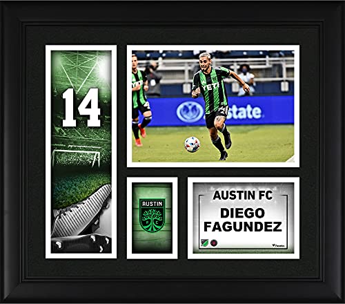 Diego Fagundez Austin FC Framed 15" x 17" Player Core Collage - Soccer Plaques and Collages