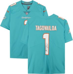 tua tagovailoa miami dolphins autographed aqua nike limited jersey - autographed nfl jerseys