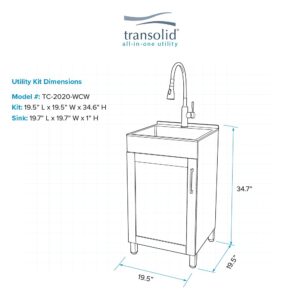 Transolid TC-2020-WCW. All-in-One Laundry/Utility Sink Kit in White, 19.7-in L x 19.7-in W x 34.6in H