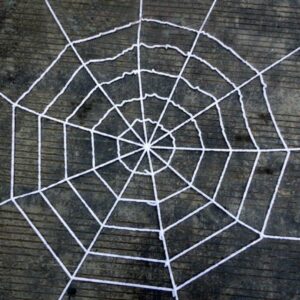 TEXASDELUXE 4 feet White Spiderweb Spider Webs Halloween Decorations Large 5ft end-to-end White Spider Web Spiders Halloween Decorations Round Rope Spider Web Decoration