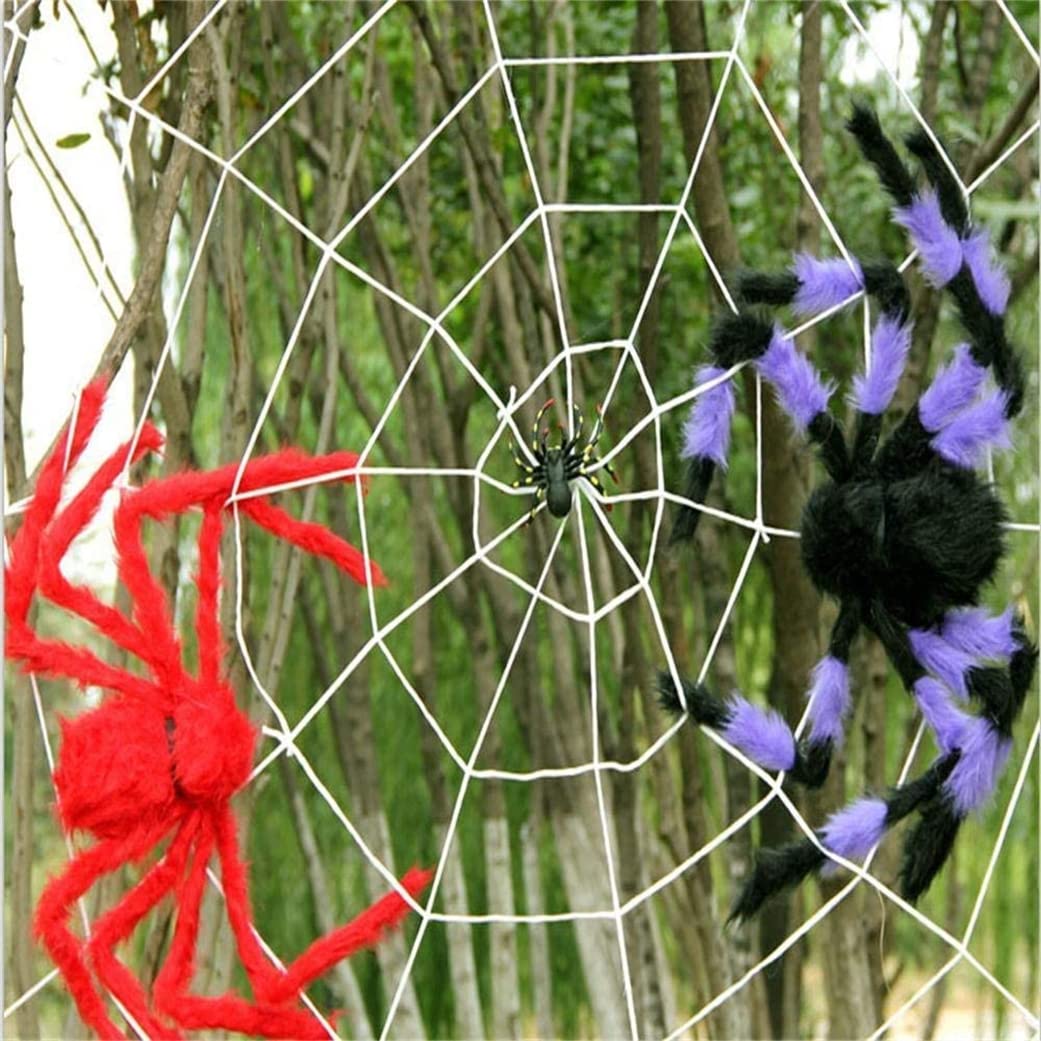 TEXASDELUXE 4 feet White Spiderweb Spider Webs Halloween Decorations Large 5ft end-to-end White Spider Web Spiders Halloween Decorations Round Rope Spider Web Decoration