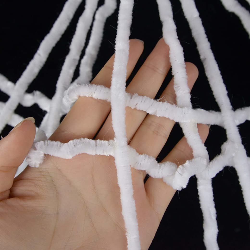 TEXASDELUXE 4 feet White Spiderweb Spider Webs Halloween Decorations Large 5ft end-to-end White Spider Web Spiders Halloween Decorations Round Rope Spider Web Decoration