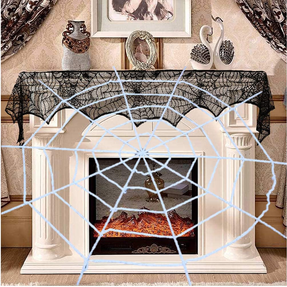 TEXASDELUXE 4 feet White Spiderweb Spider Webs Halloween Decorations Large 5ft end-to-end White Spider Web Spiders Halloween Decorations Round Rope Spider Web Decoration