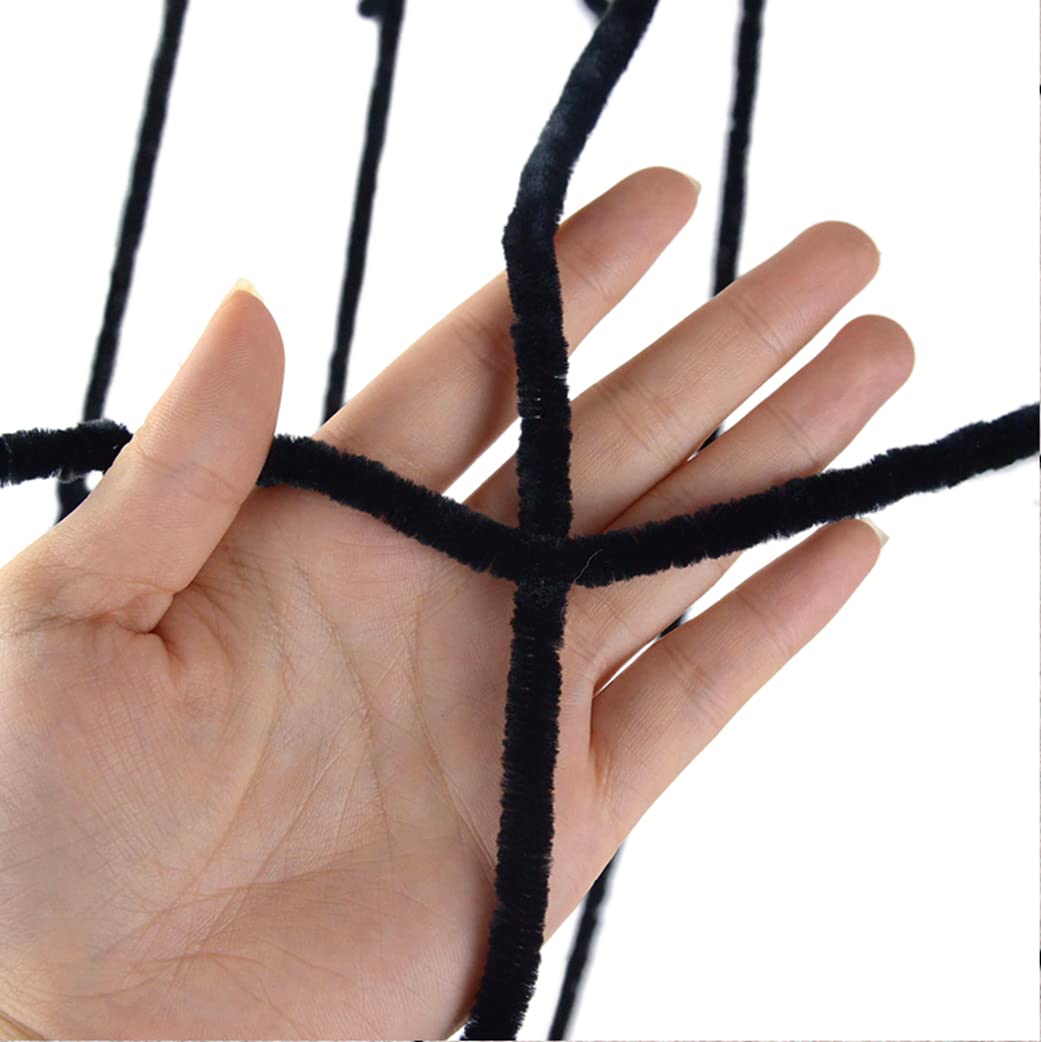 4 feet Black Spiderweb Spider Webs Halloween Decorations Large 5ft end-to-end Halloween Black Spider Web Plush Spiderweb Decor Spiders Halloween Decorations