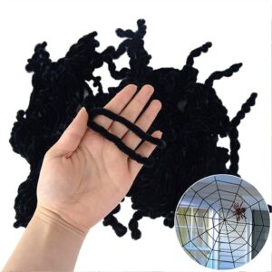 4 feet Black Spiderweb Spider Webs Halloween Decorations Large 5ft end-to-end Halloween Black Spider Web Plush Spiderweb Decor Spiders Halloween Decorations