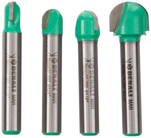 amazon brand - denali 4-piece 1/4" straight cut router bit set