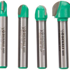 Amazon Brand - Denali 4-Piece 1/4" Straight Cut Router Bit Set