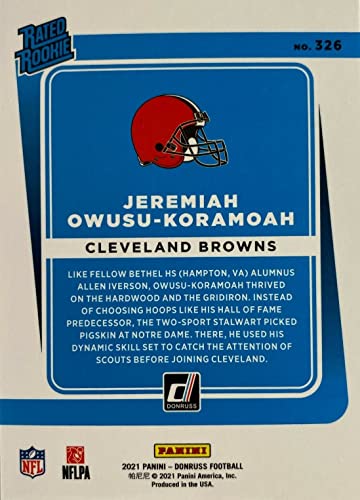 Cleveland Browns 2021 Donruss Factory Sealed 11 Card Team Set with Nick Chubb and 4 Rated Rookie Cards Plus