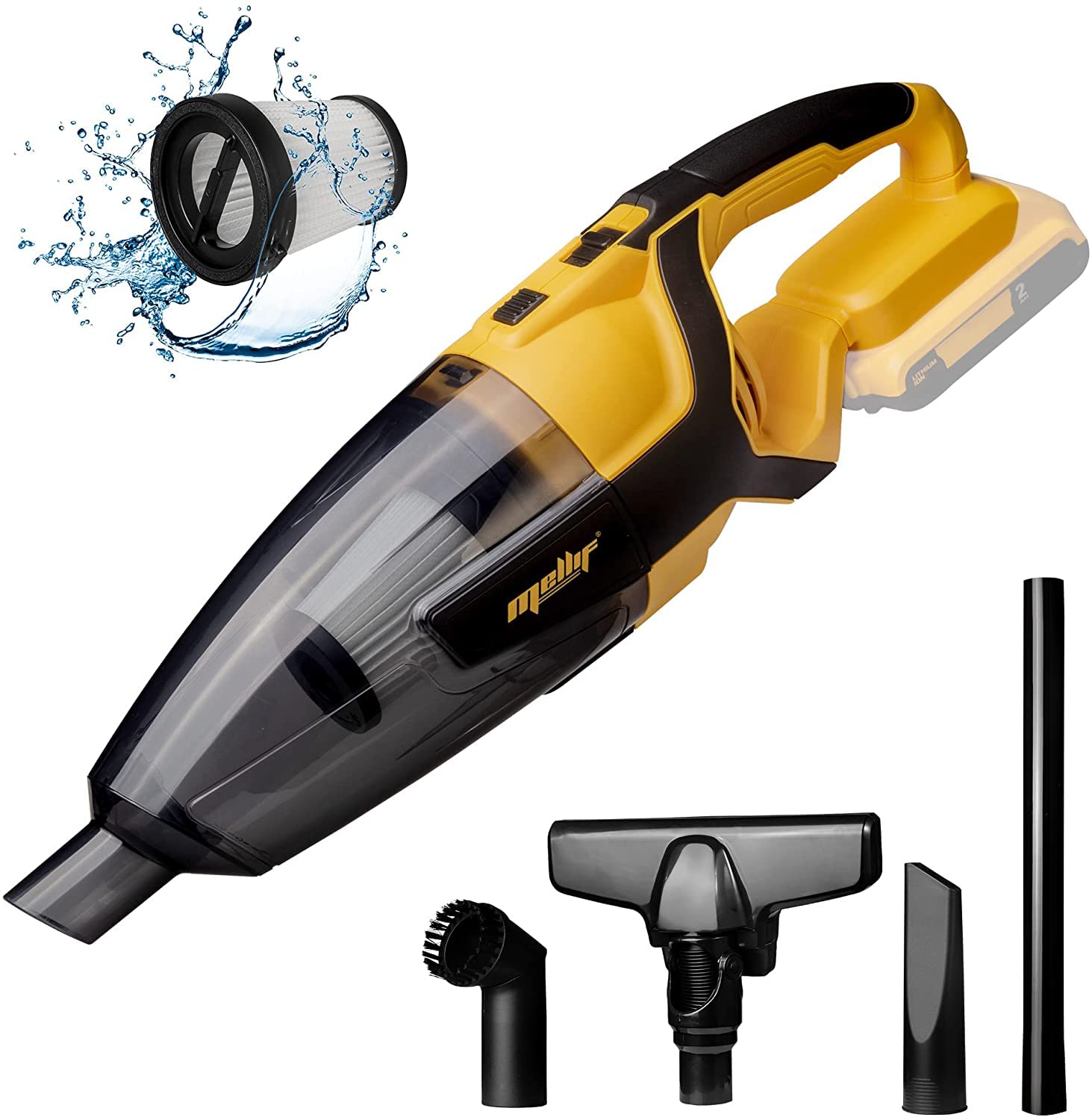 Mellif Cordless Vacuum for Dewalt 20V Max Battery, Handheld Electric Power Vacuum Cleaner for Hardwood Floor Carpet Pet Hair Car (No Battery)