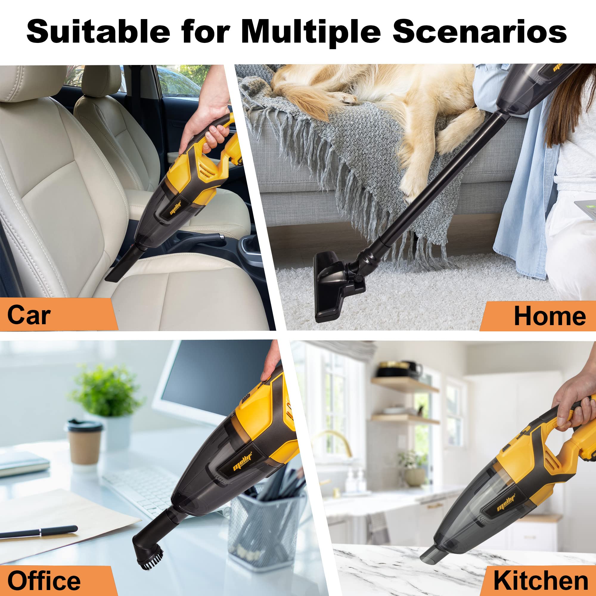 Mellif Cordless Vacuum for Dewalt 20V Max Battery, Handheld Electric Power Vacuum Cleaner for Hardwood Floor Carpet Pet Hair Car (No Battery)