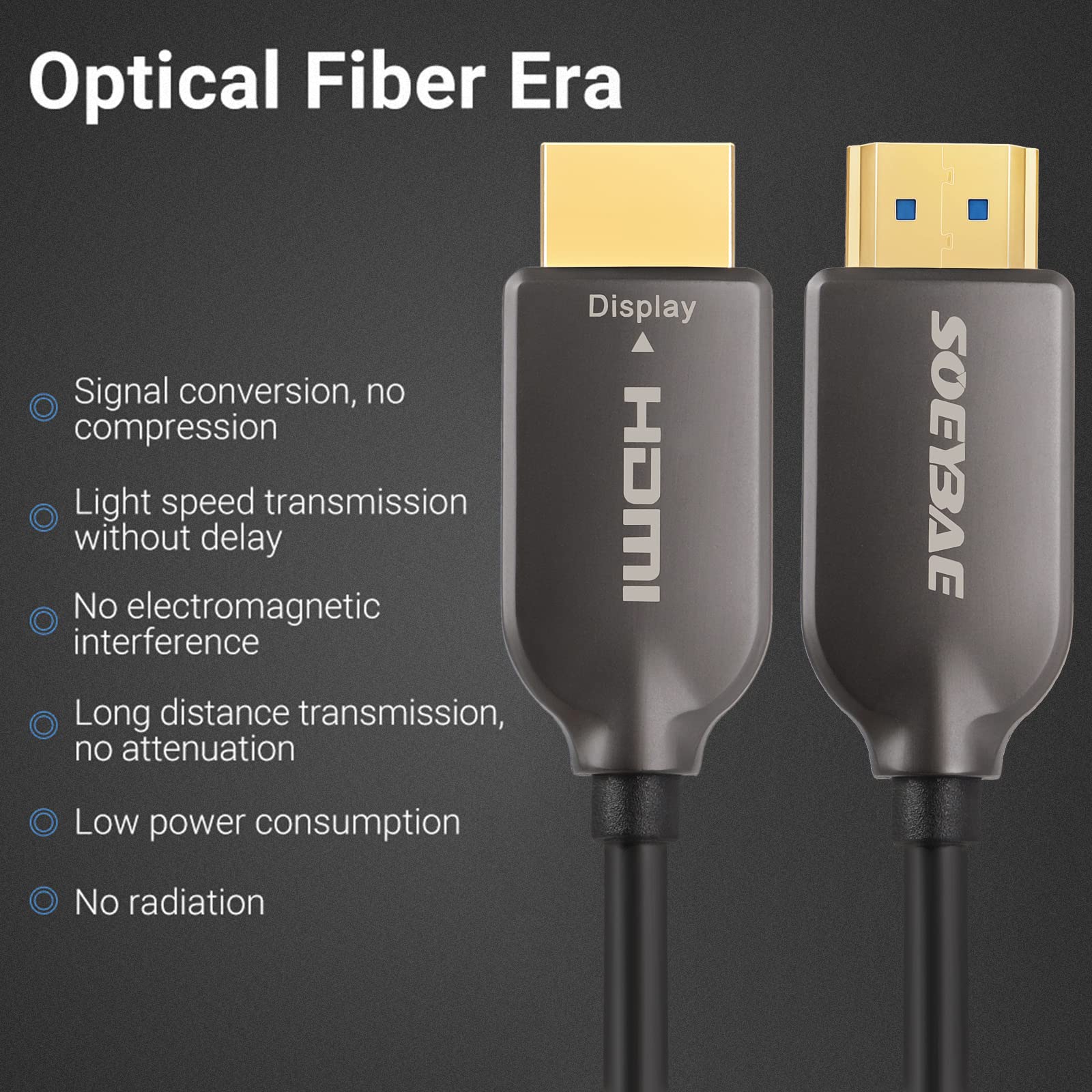 SOEYBAE 4K Fiber Optic HDMI Cable 150ft/50m HDMI Cable 2.0 Supports 4K@60Hz, 18Gbps, 4:4:4, ARC, 3D, for TV LCD Laptop PS3 PS4