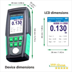 Ultrasonic Thickness Gauge Industrial-882 / Steel, Metals, Plastic, Glass, PVC, Pipes Thickness Gauge Meter – Range 0.039 to 8.85 inch| 2.4” HD Color LCD | Auto Calibration (All materiаl)