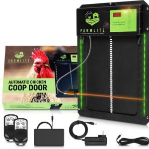 FarmLite Automatic Chicken Coop Door Opener | Non-Battery Powered Automatic Chicken Door | Automatic Coop Door with Timer, Light Sensor and Remote Control