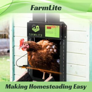 FarmLite Automatic Chicken Coop Door Opener | Non-Battery Powered Automatic Chicken Door | Automatic Coop Door with Timer, Light Sensor and Remote Control