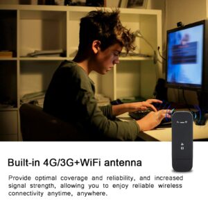 Portable Wifi Hotspot for Travel, Usb 4G Modem 150Mbps Mobile Hotspot 4G Lte Wifi Card, Pocket Wifi Router Supports 10 Wifi Users, Built In 4G Wifi Antenna