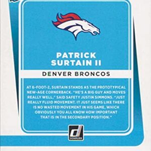 Denver Broncos 2021 Donruss Factory Sealed 10 Card Team Set featuring a Rated Rookie Card of Patrick Surtain II