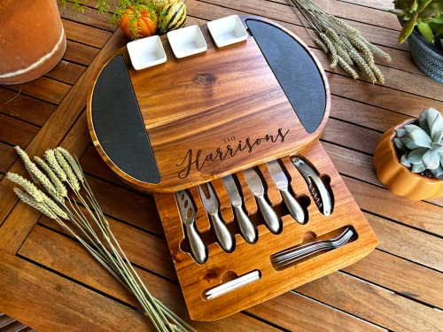 Personalized Charcuterie Board Set/19pcs Cheese Board And Knife Set, Realtor Closing gift, Custom Charcuterie board, Wedding Gift