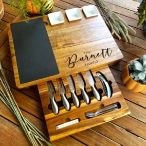 Personalized Charcuterie Board Set/19pcs Cheese Board And Knife Set, Realtor Closing gift, Custom Charcuterie board, Wedding Gift