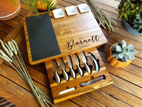 Personalized Charcuterie Board Set/19pcs Cheese Board And Knife Set, Realtor Closing gift, Custom Charcuterie board, Wedding Gift