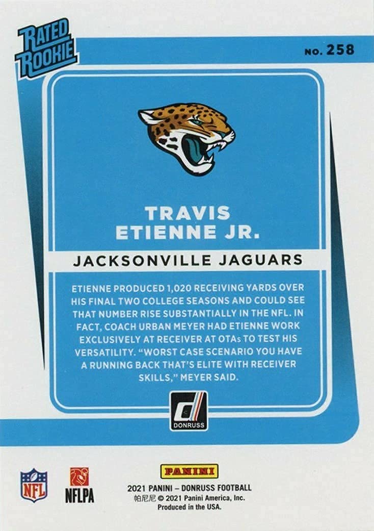 Jacksonville Jaguars 2021 Donruss Factory Sealed 13 Card Team Set with Trevor Lawrence Rated Rookie Card #251