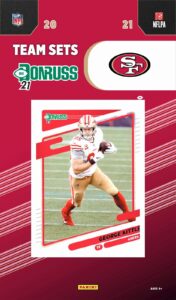 san francisco 49ers 2021 donruss factory sealed 11 card team set with joe montana, george kittle, deebo samuel, nick bosa and a trey lance rated rookie card plus others