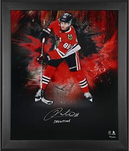 patrick kane chicago blackhawks framed autographed 20" x 24" in focus photograph with "showtime" inscription - #88 of a limited edition of 88 - autographed nhl photos