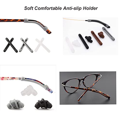 Soft Silicone Eyeglass Temple Tips Sleeve Retainer, 8 Pairs Eyeglass Ear Grip Eyeglass Anti-slip Eyeglass Strap Holder for Reading Glasses Sunglasses Eyeglasses