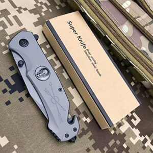 通用 Outdoor Camping Survival Knife Multifunction Tactical Rescue Tools Folding Hunting Knife w/Belt Cutter Glass Breaker Pocket Knife